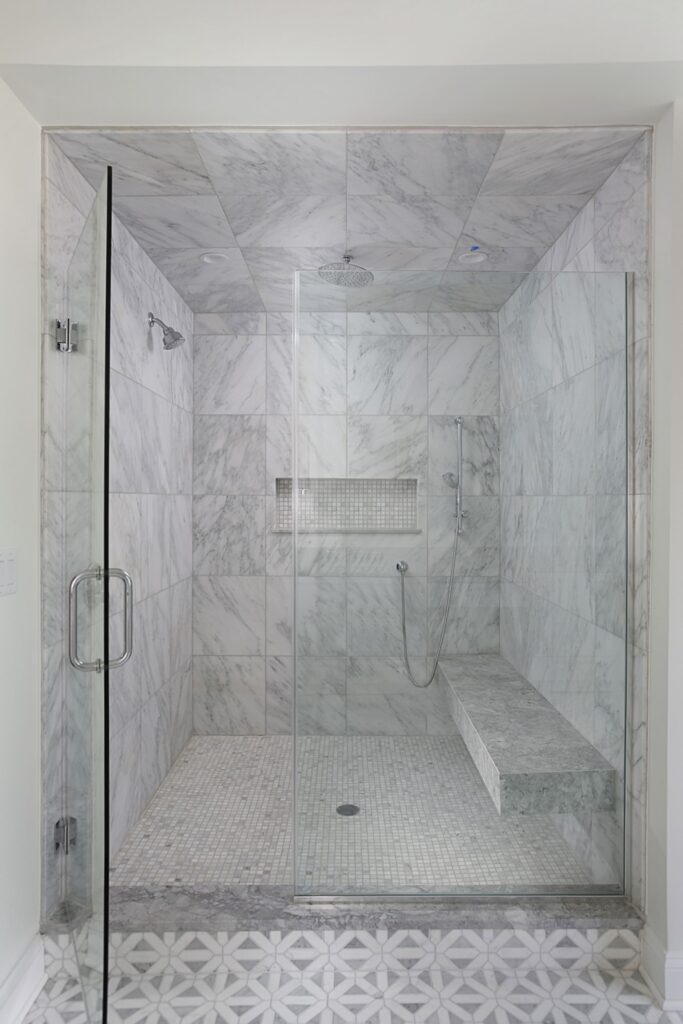 Master Shower with Floating Bench - Premier Design Custom Homes
